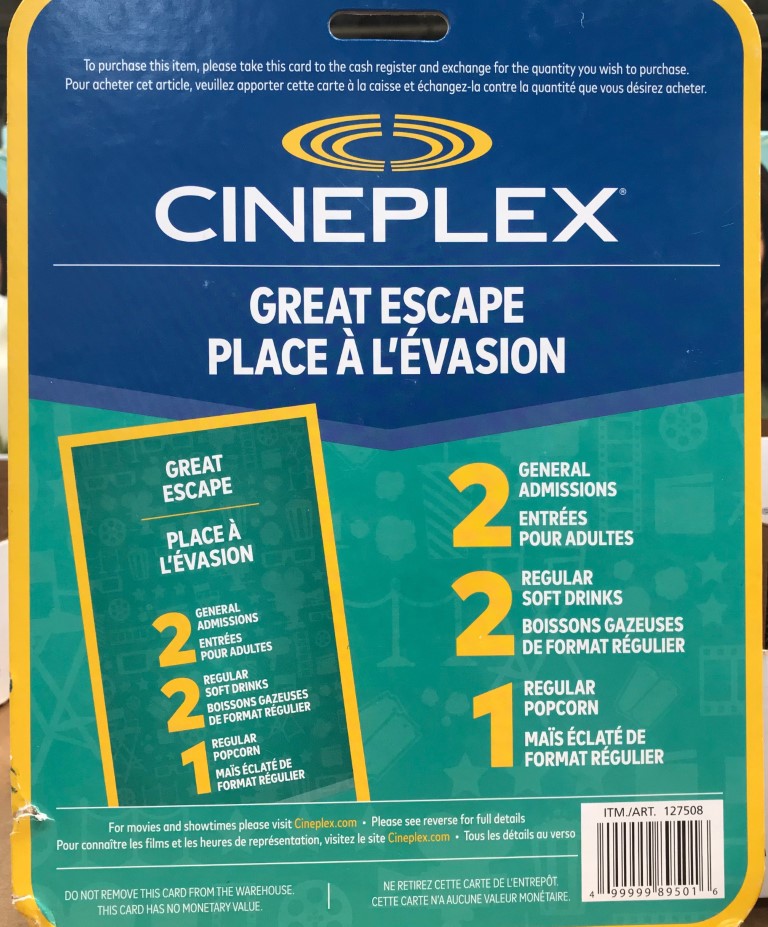 Costco Cineplex Movie Tickets - A Great Escape - A Great Deal Just Got ...